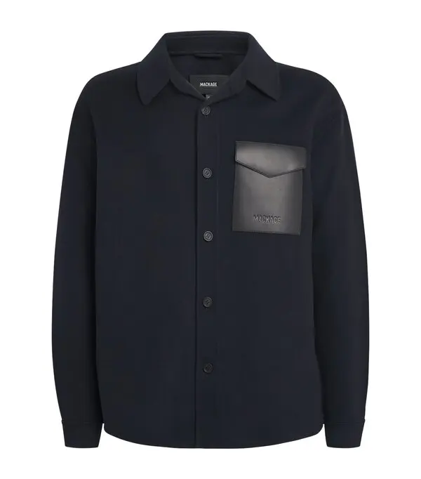 Mackage Wool Leather-trim Emmanuel Overshirt - Navy