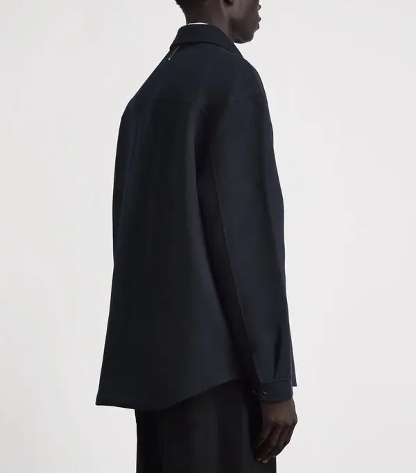 Mackage Wool Leather-trim Emmanuel Overshirt - Navy
