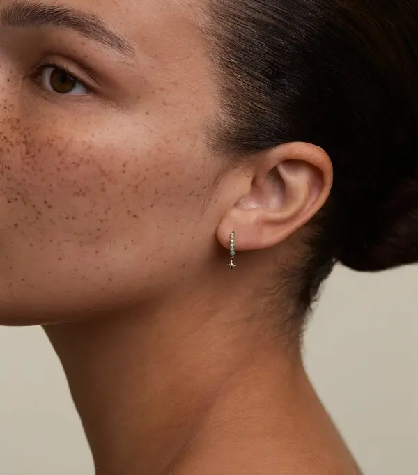 ASTRID & MIYU Rhodium-plated Sterling Cosmic Opal Hoop Earrings
