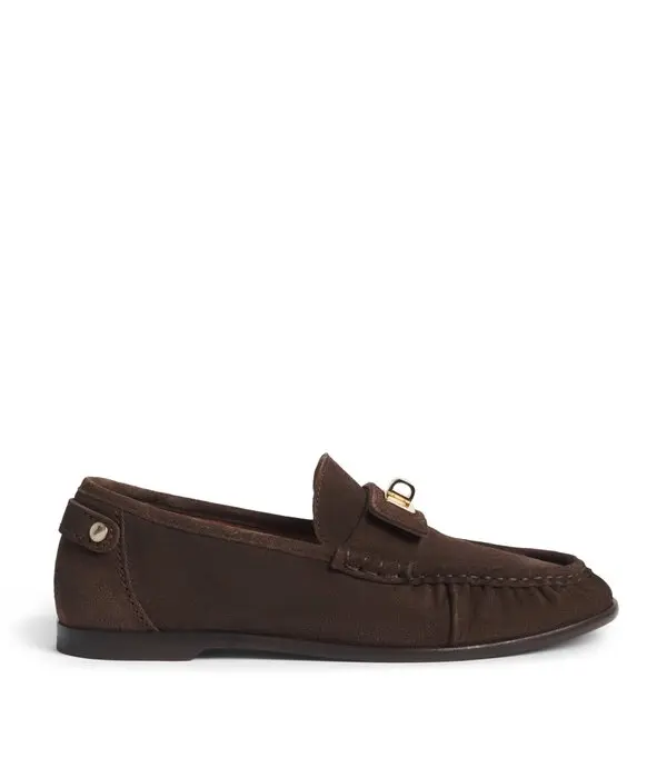 Sandro Suede Loafers With Gold-tone Clasp