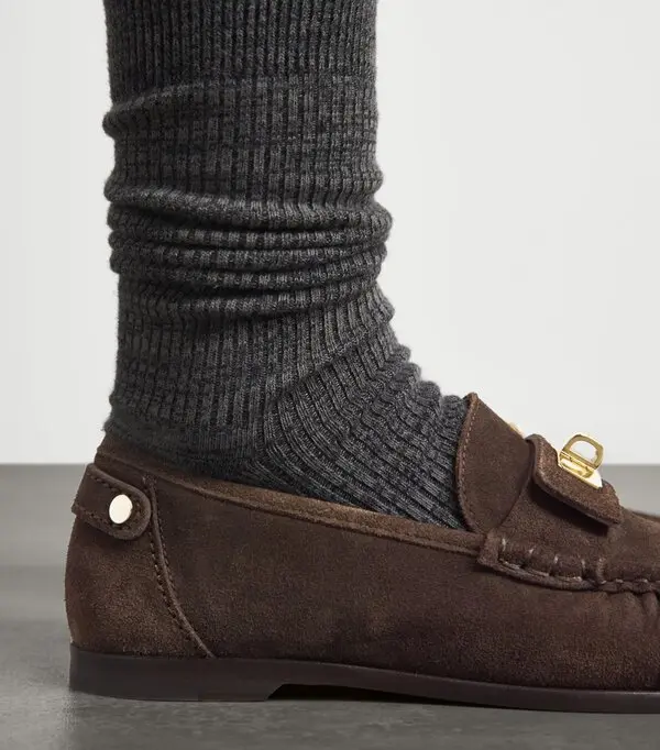 Sandro Suede Loafers With Gold-tone Clasp