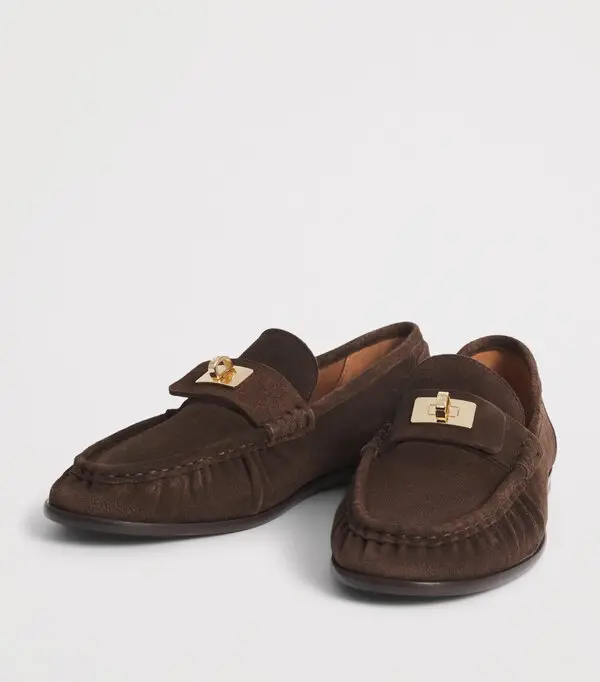 Sandro Suede Loafers With Gold-tone Clasp