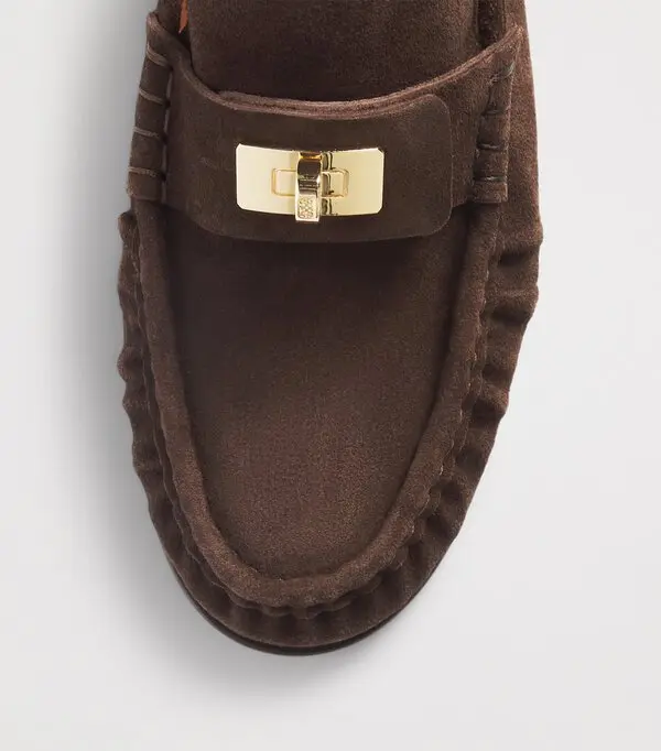 Sandro Suede Loafers With Gold-tone Clasp