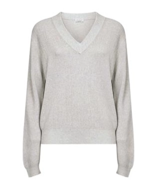 Brunello Cucinelli Long Sleeve V-neck Sweater - White