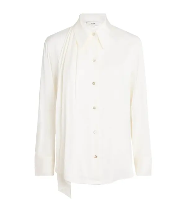 Vince Silk-blend Scarf-detail Shirt - Ivory