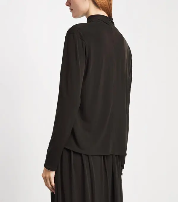 Vince Draped Cowl Neck Matte Jersey Top - Brown