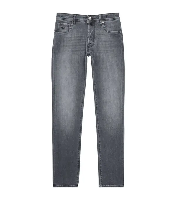 Jacob Cohen Ostrich Leather-patch Bard Slim Jeans - Black