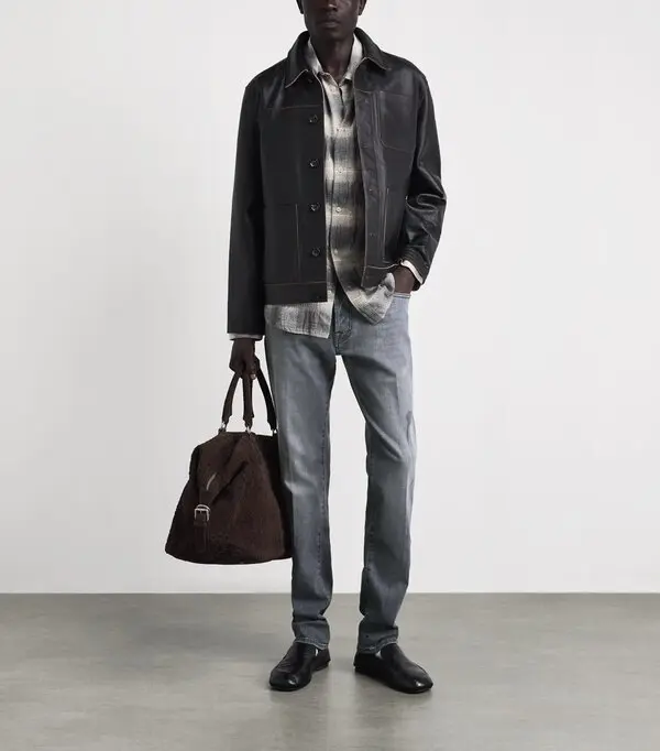 Jacob Cohen Bard Slim Jeans With Ostrich Leather Patch - Black