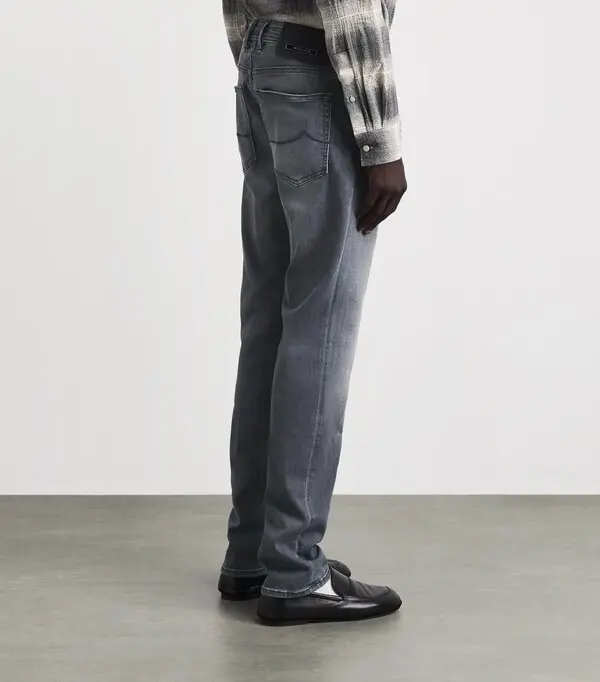 Jacob Cohen Bard Slim Jeans With Ostrich Leather Patch - Black