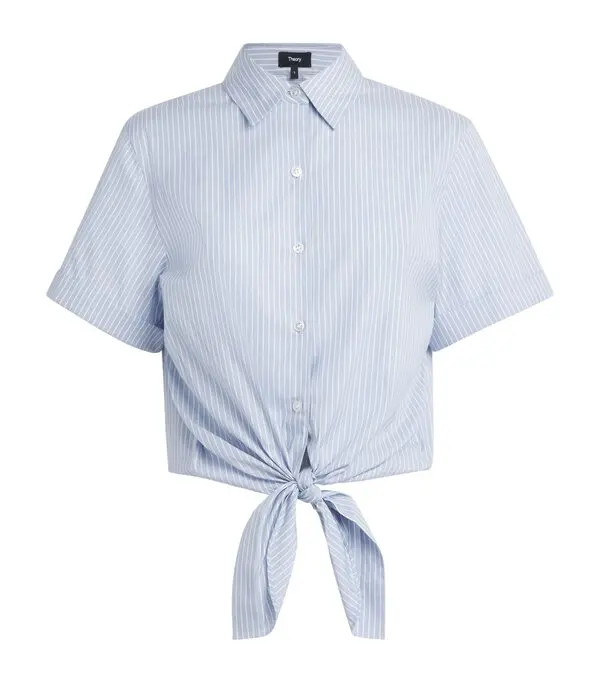 Theory Stripe Tie-front Shirt - Blue