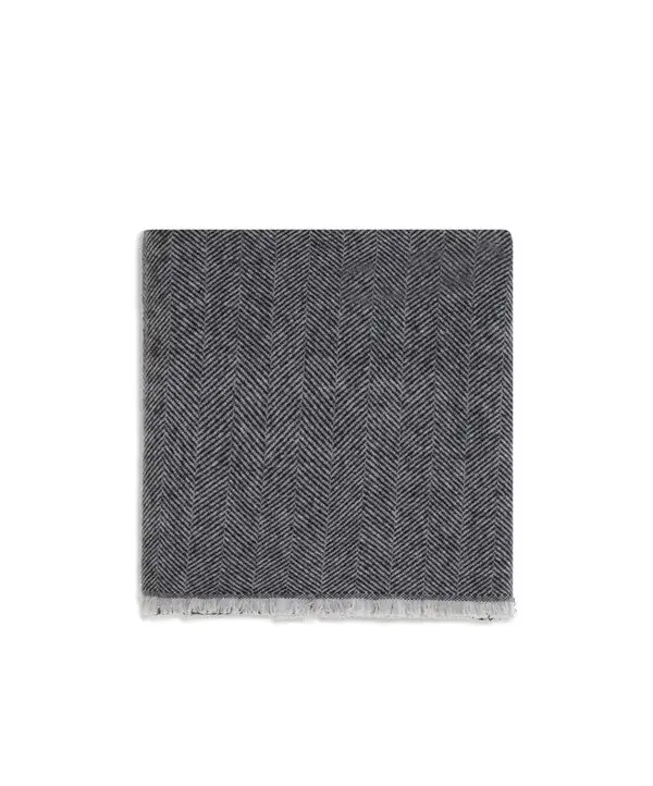 Brunello Cucinelli Herringbone Fringed Scarf - Black