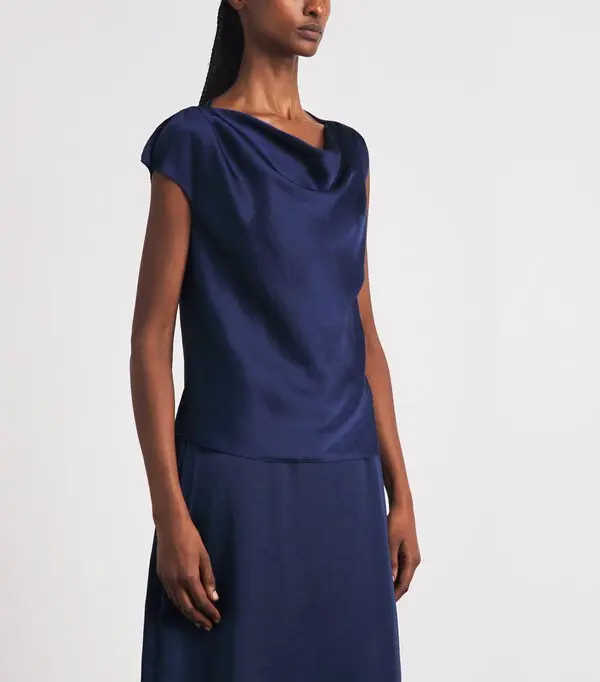 Theory Crushed Satin Sleeveless Blouse