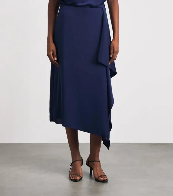 Theory Crushed Satin Sarong Skirt - Navy