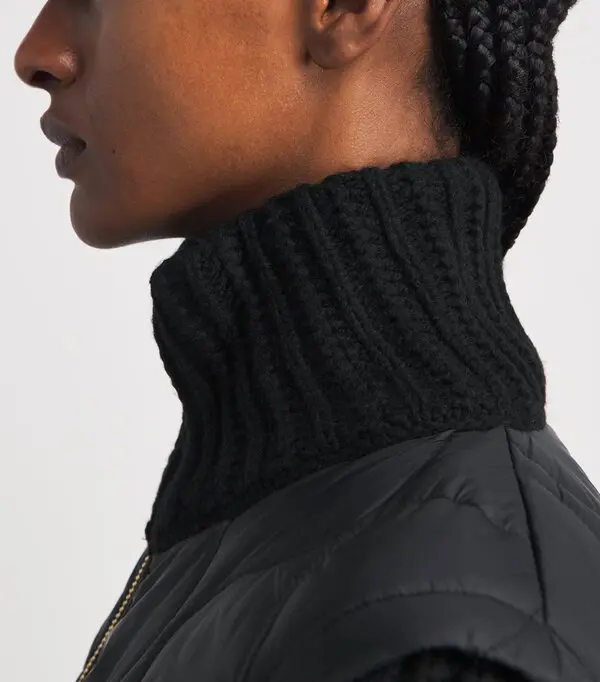 Veronica Beard Quilted Patra Jacket With Cable Knit Sleeves - Black