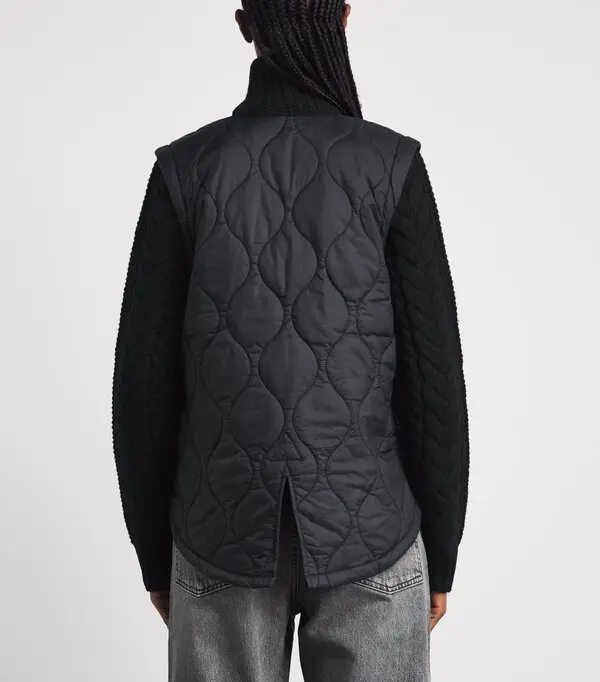 Veronica Beard Quilted Patra Jacket With Cable Knit Sleeves - Black