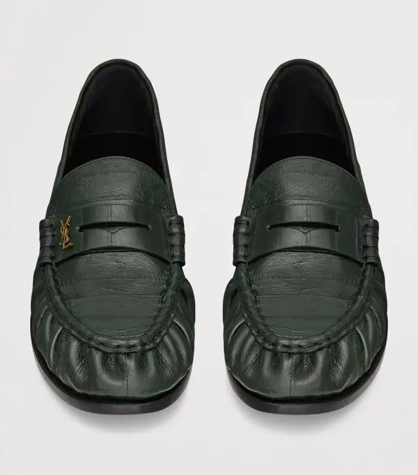 Saint Laurent Eel Leather Penny Loafers With Moc Toe