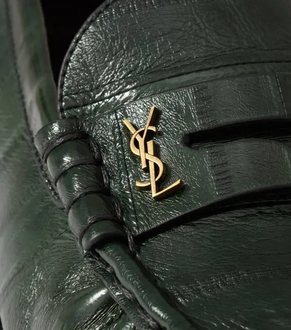 Saint Laurent Eel Leather Penny Loafers With Moc Toe