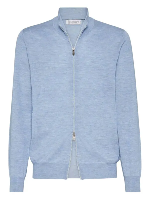 Brunello Cucinelli Long-sleeved Zipped Cardigan - Blue