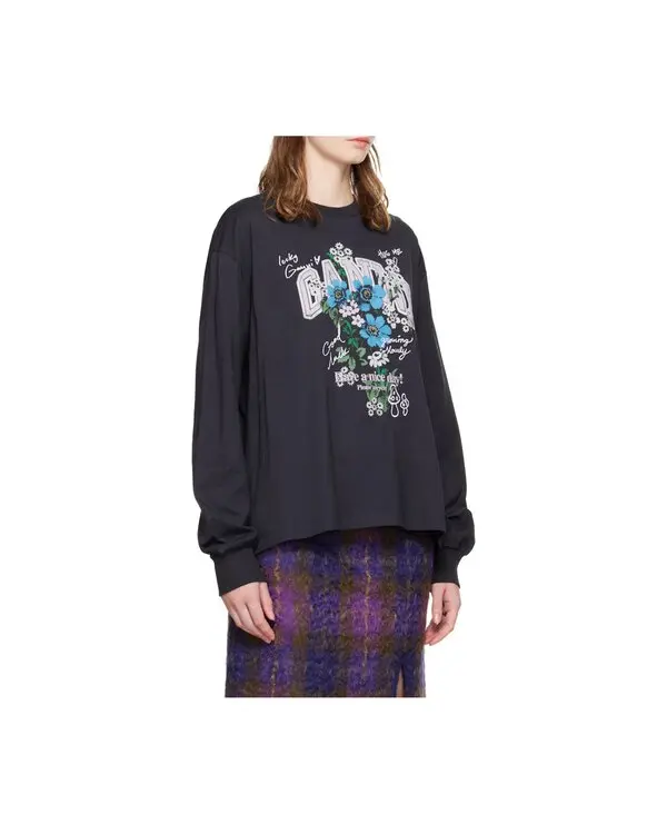 GANNI Long-sleeve T-shirt With Flowers
