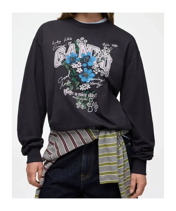 GANNI Long-sleeve T-shirt With Flowers