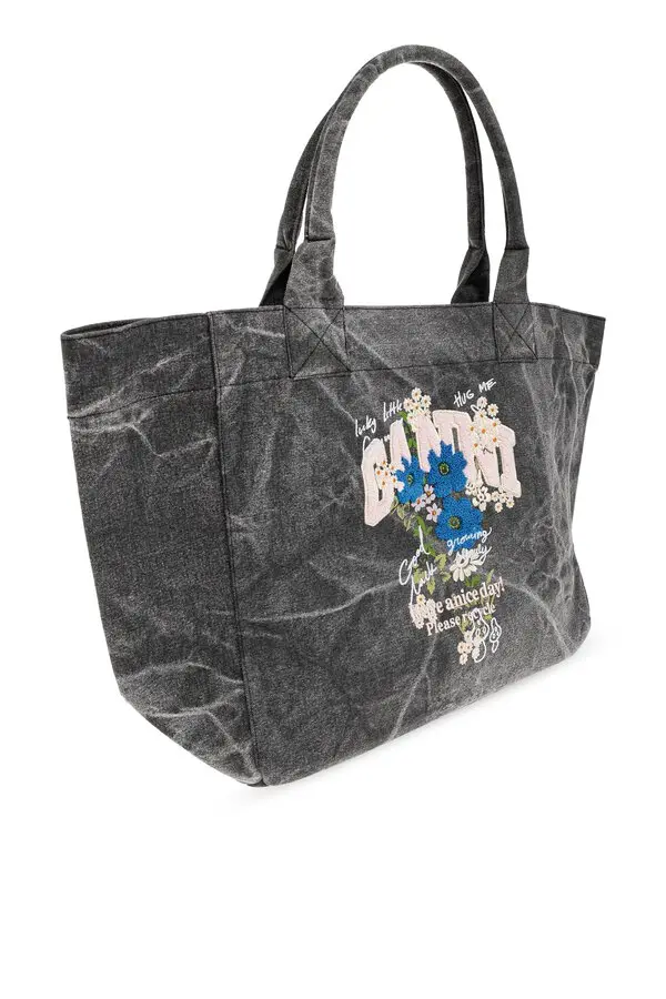 GANNI Medium Trapeze Tote Bag With Embroidery