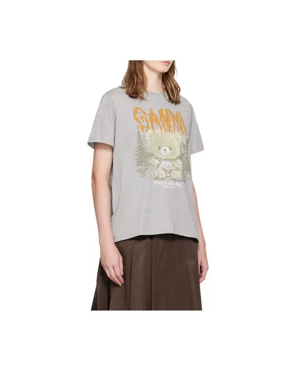 GANNI T-shirt With Forest Teddy