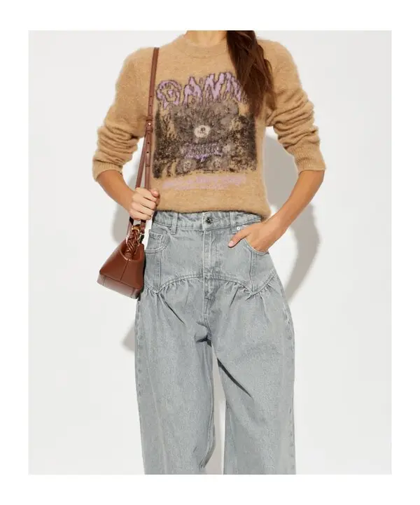 GANNI Graphic-intarsia Crew-neck Sweater