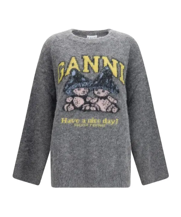 GANNI Long-sleeved Sweater - Grey