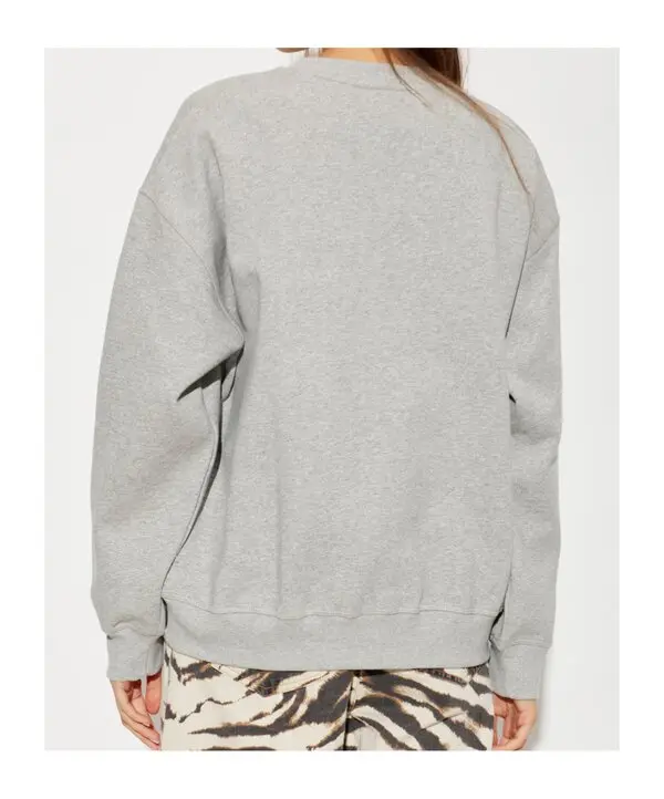 GANNI Printed Cotton Sweatshirt - Grey