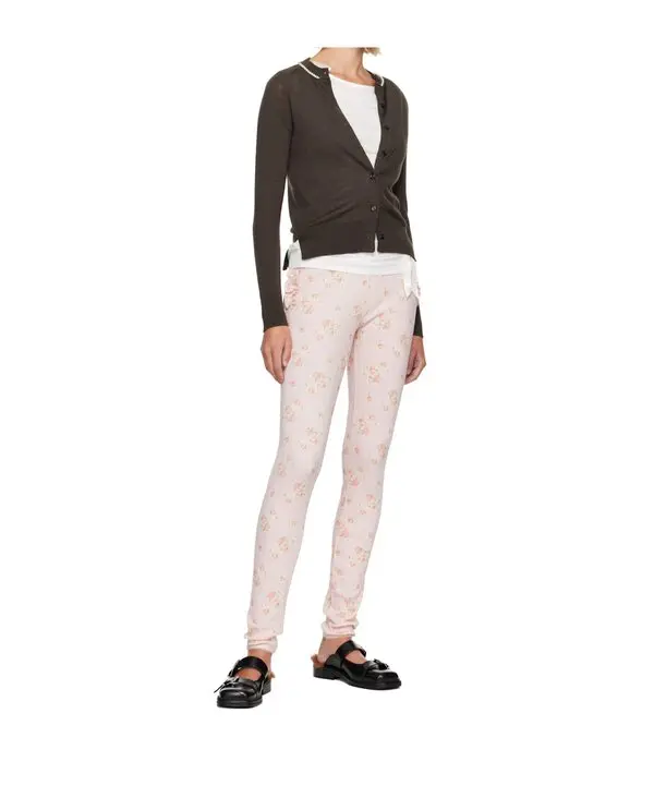 Simone Rocha Long-sleeve Open-front Knit Cardigan With Pearl Trim