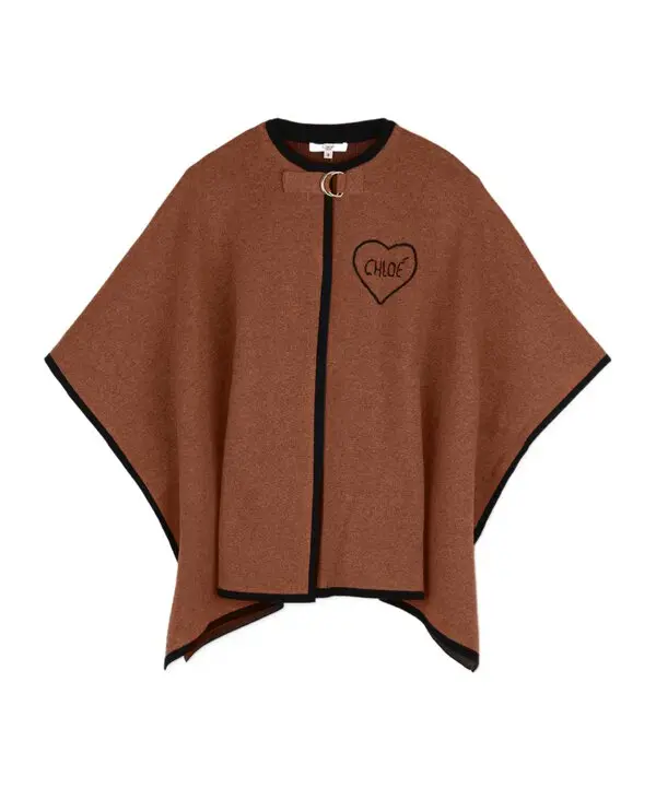 Chloé Logo-embroidered Heart-motif Cape - Brown