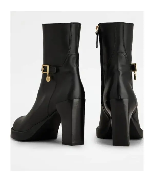 TOD'S Heeled Leather Ankle Boots With Buckle Detail