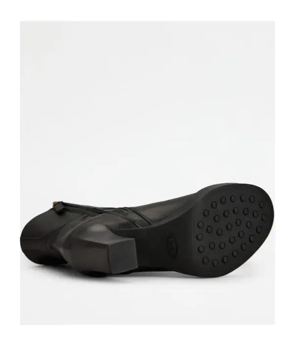 TOD'S Heeled Leather Ankle Boots With Buckle Detail