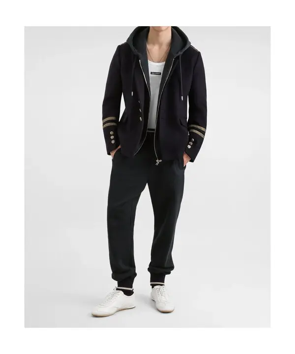 Dolce & Gabbana Cotton Hooded Sweatshirt With Logo Detailing - Blue