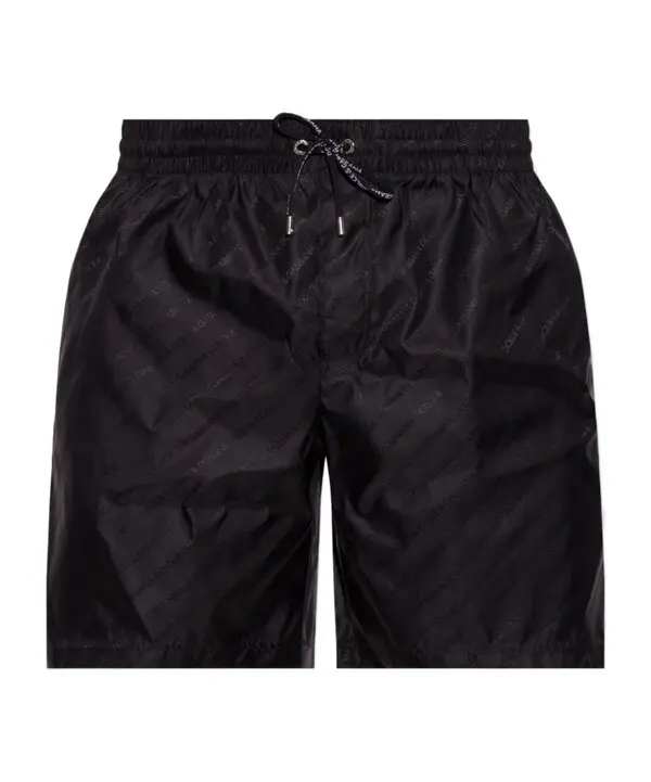 Dolce & Gabbana Dolce Gabbana Logo Jacquard Elastic Waist Swim Boxers - Black