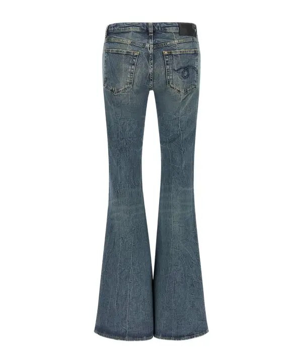 R13 Extra-long Flared Jeans With Distressed Finish