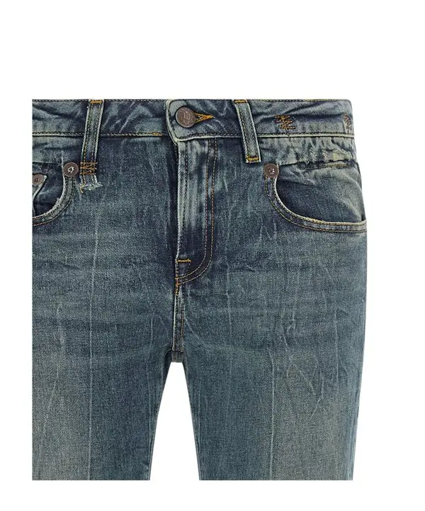 R13 Extra-long Flared Jeans With Distressed Finish