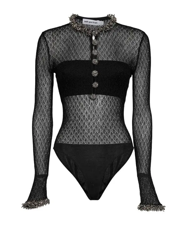 SELF-PORTRAIT Cut-out Bodysuit - Black