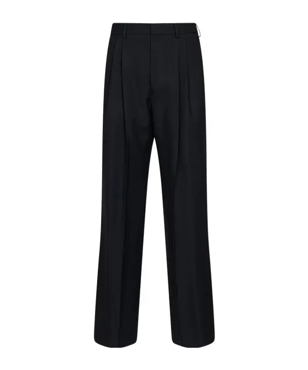 Dries Van Noten Straight-leg Wool Trousers With Double Pleat - Black