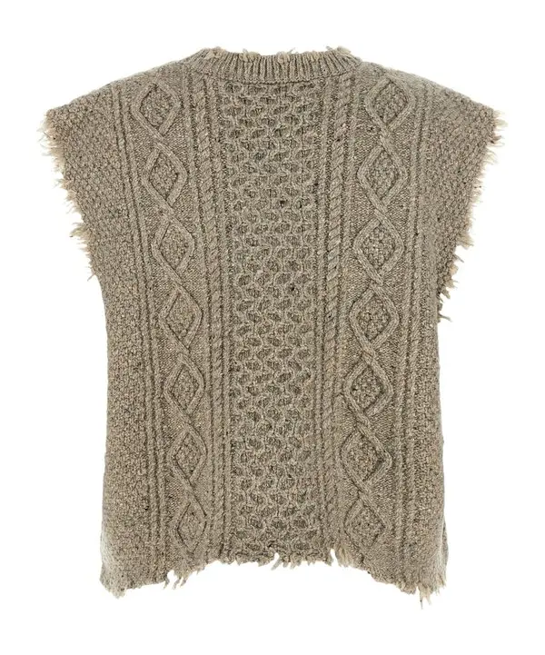 R13 Knit Crewneck Tank Top With Fringed Hem - No