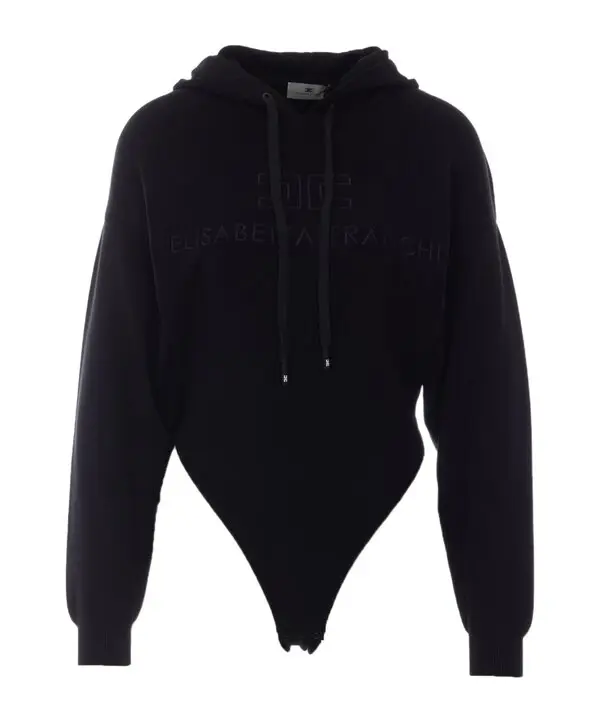 Elisabetta Franchi Embroidered Hooded Jumpsuit - Black