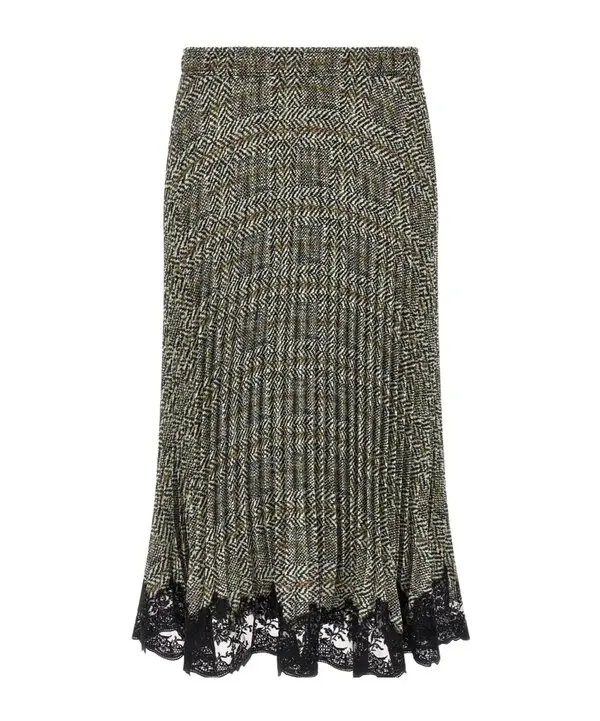 Ermanno Scervino Pleated Lace-trim Midi Skirt
