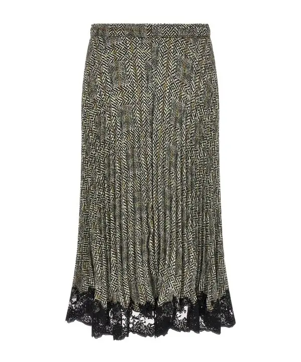 Ermanno Scervino Pleated Lace-trim Midi Skirt