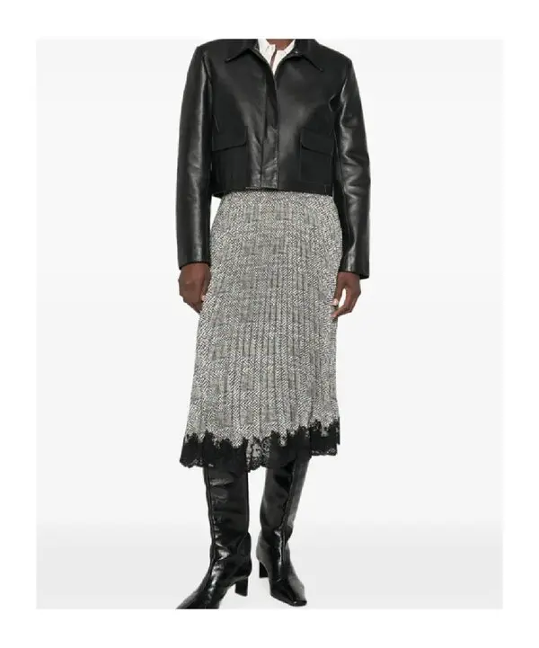 Ermanno Scervino Pleated Lace-trim Midi Skirt