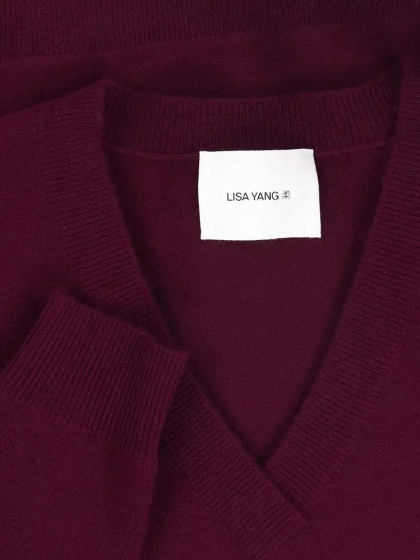 LISA YANG Ribbed V-neck Long Sleeve Sweater