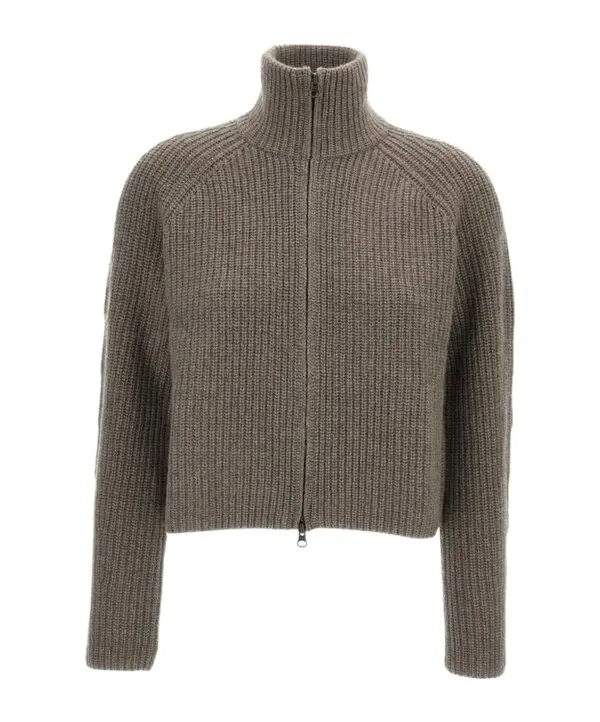 LISA YANG High Collar Zip-up Cardigan