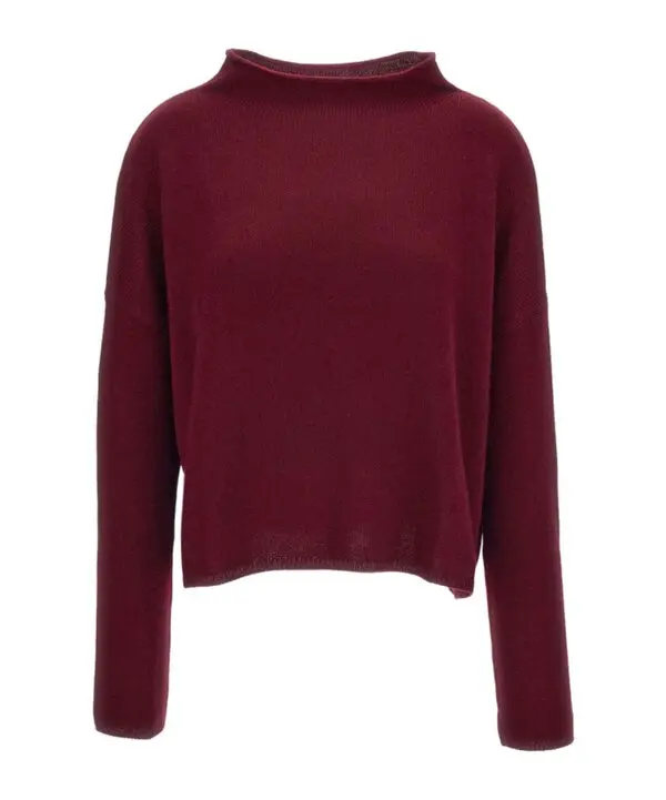 LISA YANG Mock Neck Knitted Sweater - Wine Red