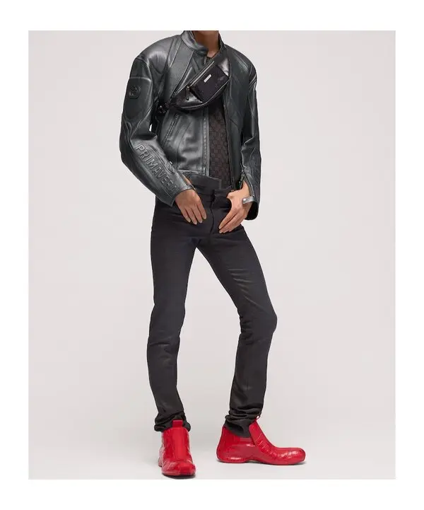 Gucci Grainy Laminated Leather Jacket - Black