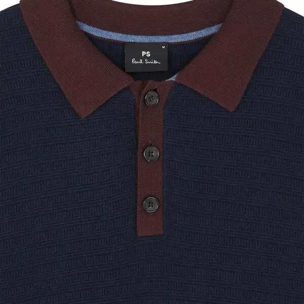 Paul Smith Navy Knit Polo Top