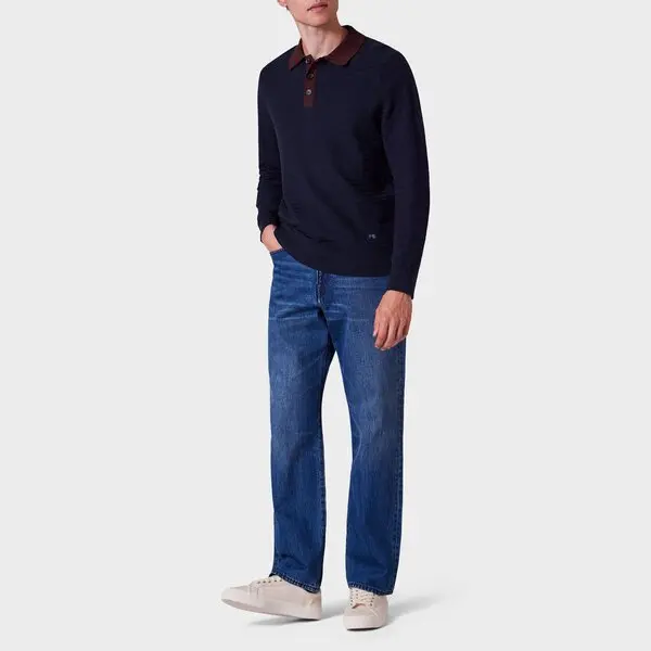Paul Smith Navy Knit Polo Top
